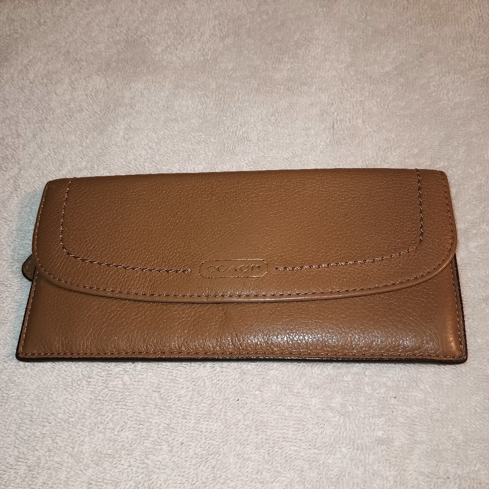 Coach Leather Slim Envelope Wallet Brown - Gem